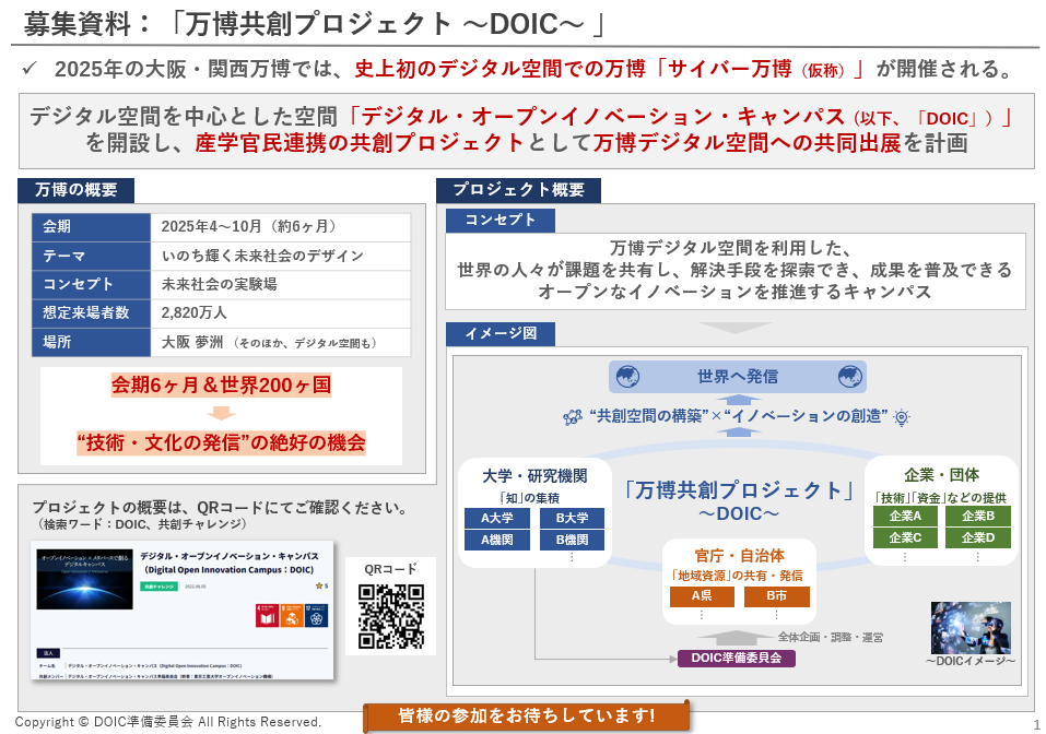 【万博協会主催イベント】万博プロジェクト『DOIC』の活動を発表します。 | 文化資本創研